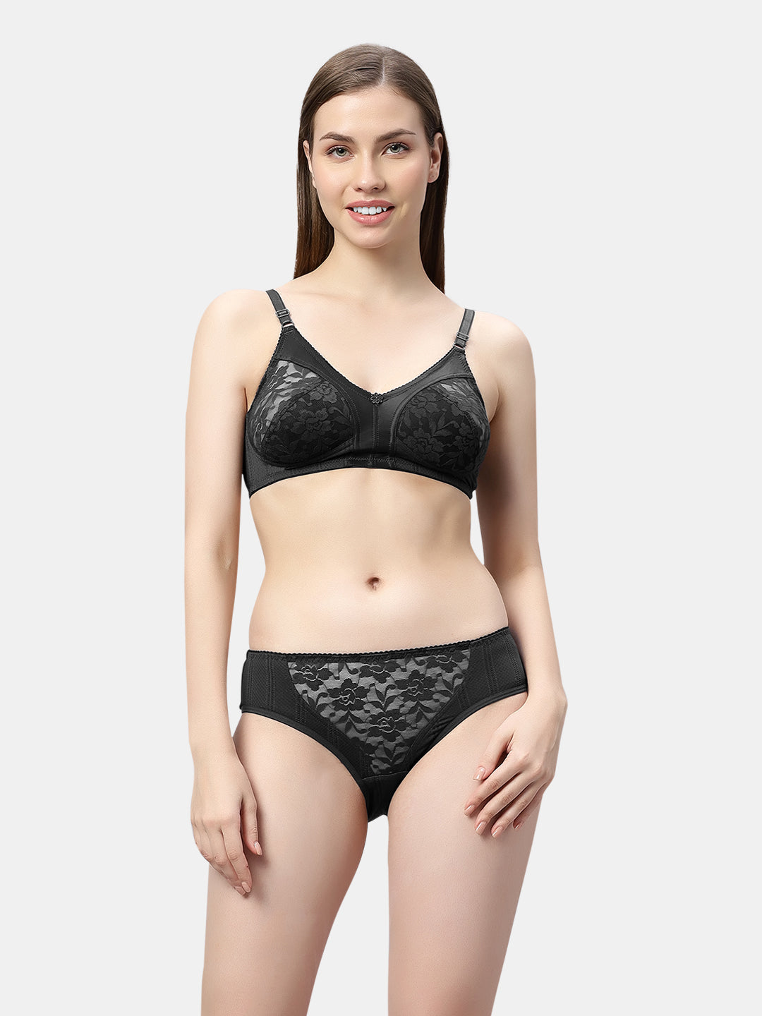 "Jacquard Lace Romantic Bridal Lingerie Set | Non Padded Medium Covera – Sonari