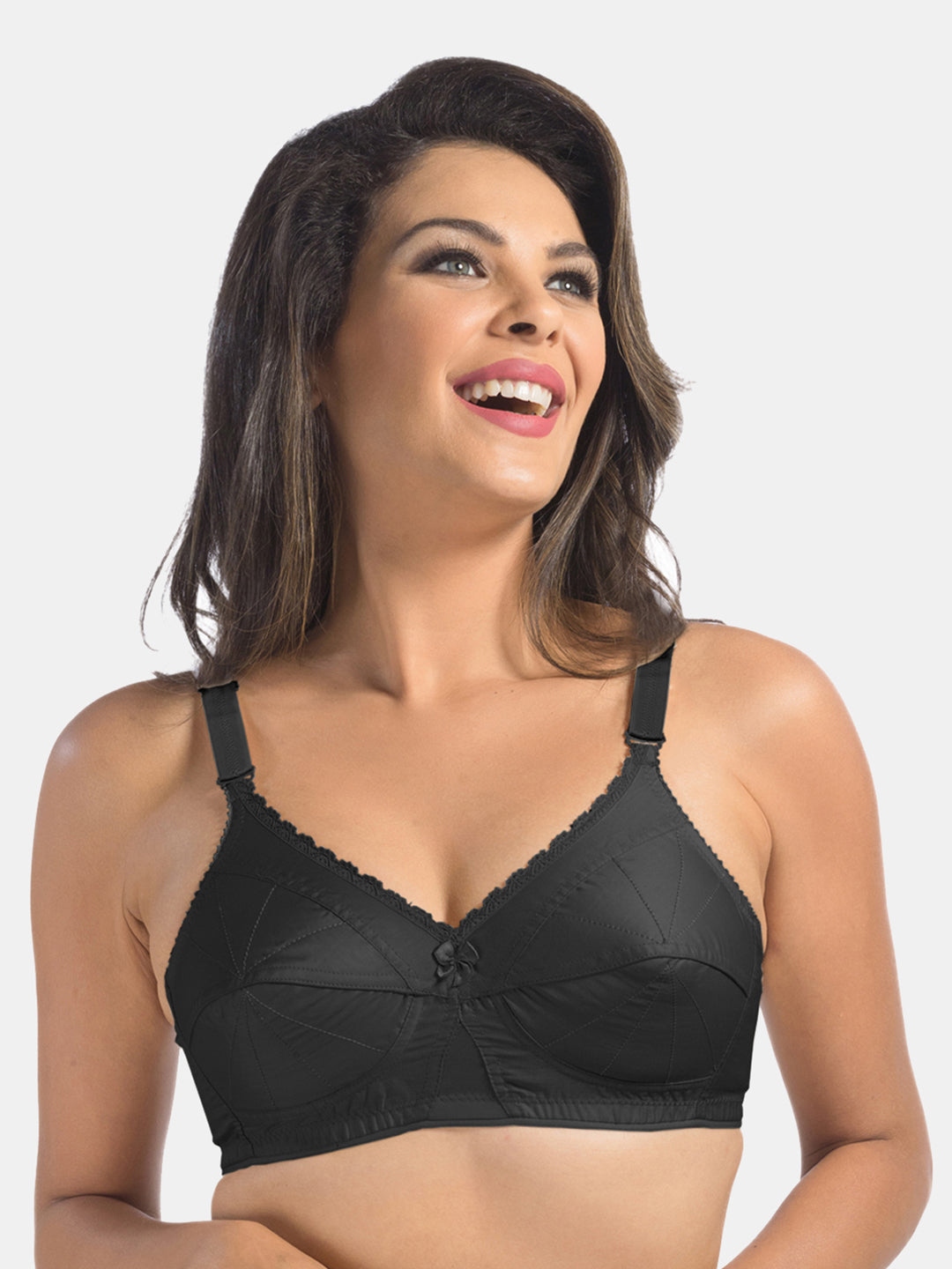 Full Coverage Cotton Poplin Regular Bra with Two Section Conical Cups ...
